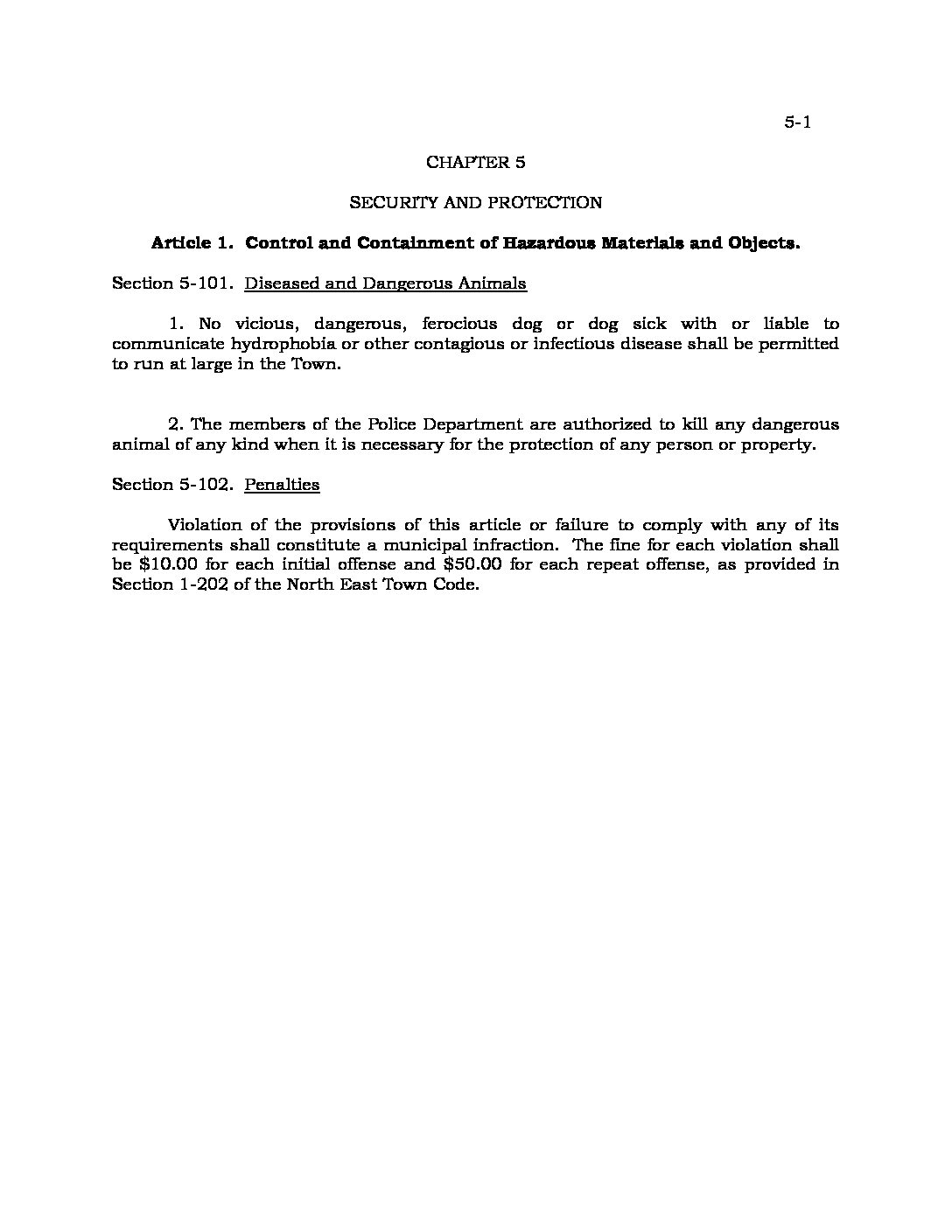 Chapter 5 Safety and Protection – Welcome to North East, Maryland