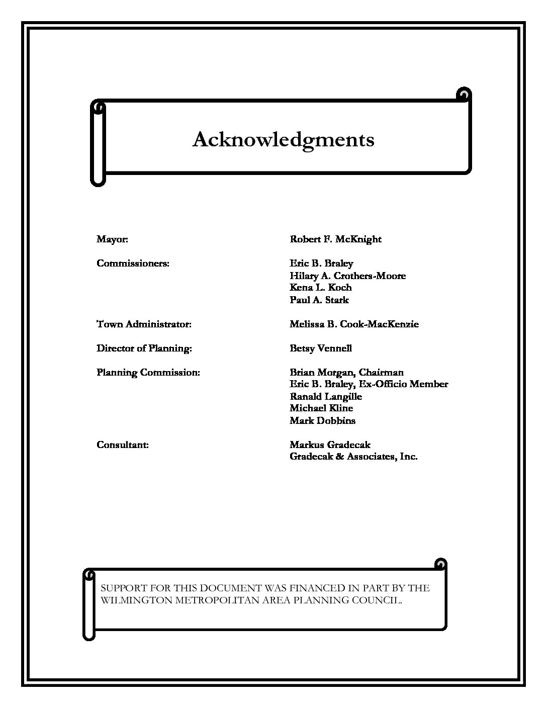 Acknowledgements – Welcome to North East, Maryland