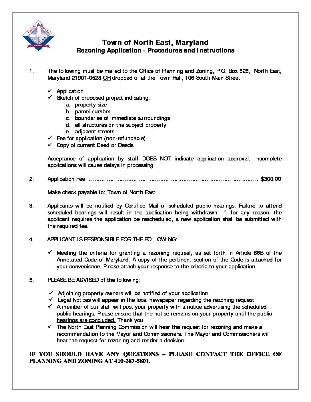Rezoning Application – Welcome to North East, Maryland