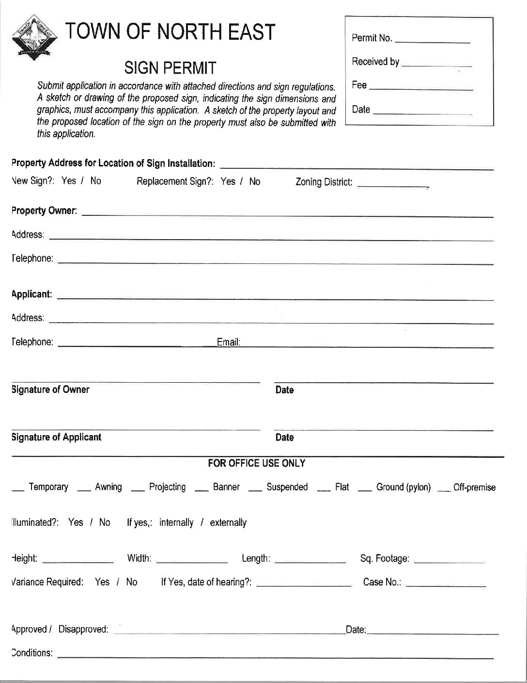 Sign Permit – Welcome to North East, Maryland