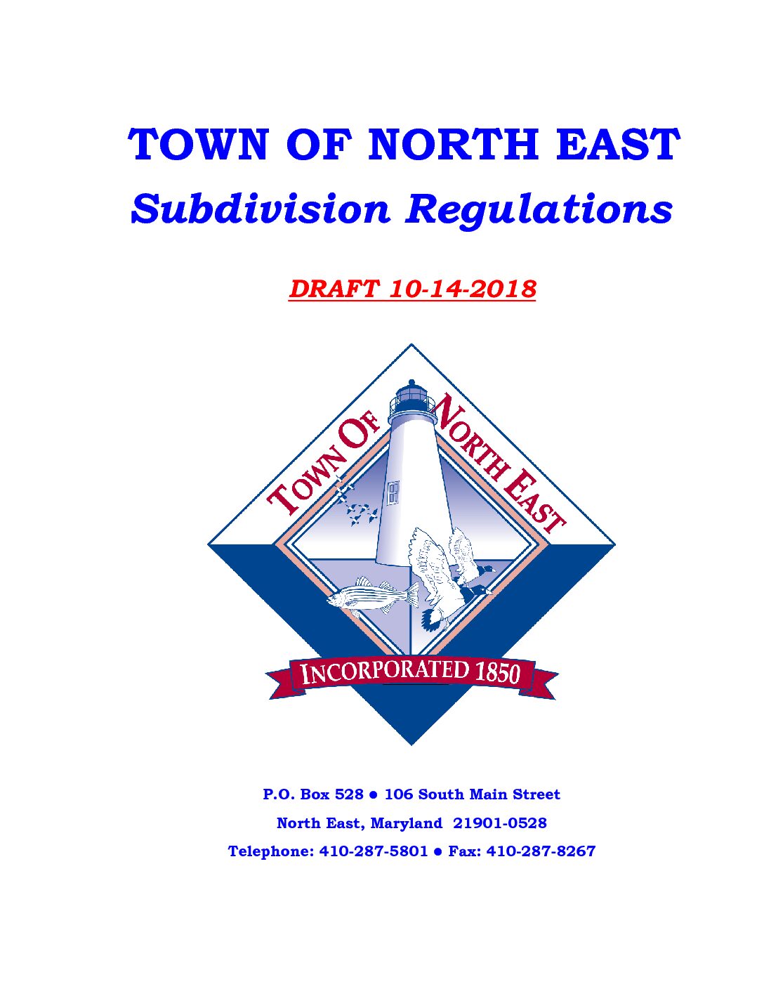 DRAFT NORTH EAST SUBDIVISION REGULATIONS – Welcome to North East, Maryland